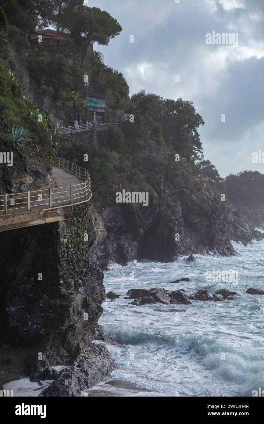 the costal cliff hiking path in Cinque Terre, Italy Stock Photo - Alamy