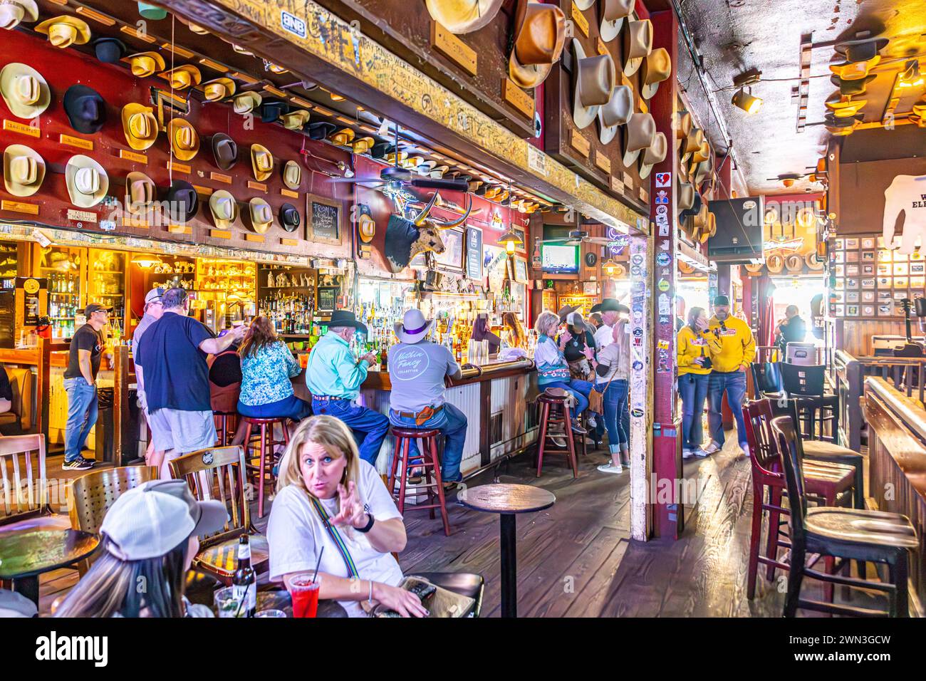 Fort Worth, USA - November 4, 2023: people enjoy the western style in a ...