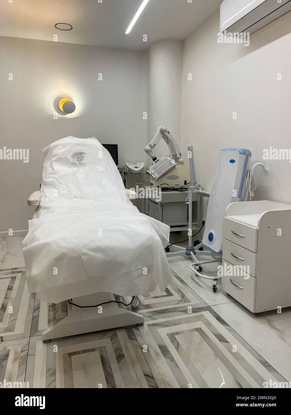 Hospital operating room with patient bed, printer, and scanner Stock ...