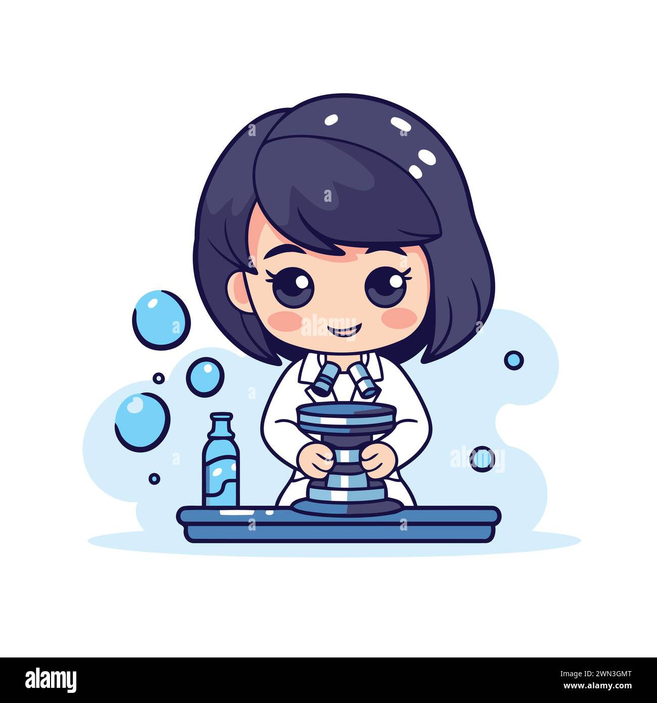 Chemistry student doing experiment Stock Vector Images - Alamy