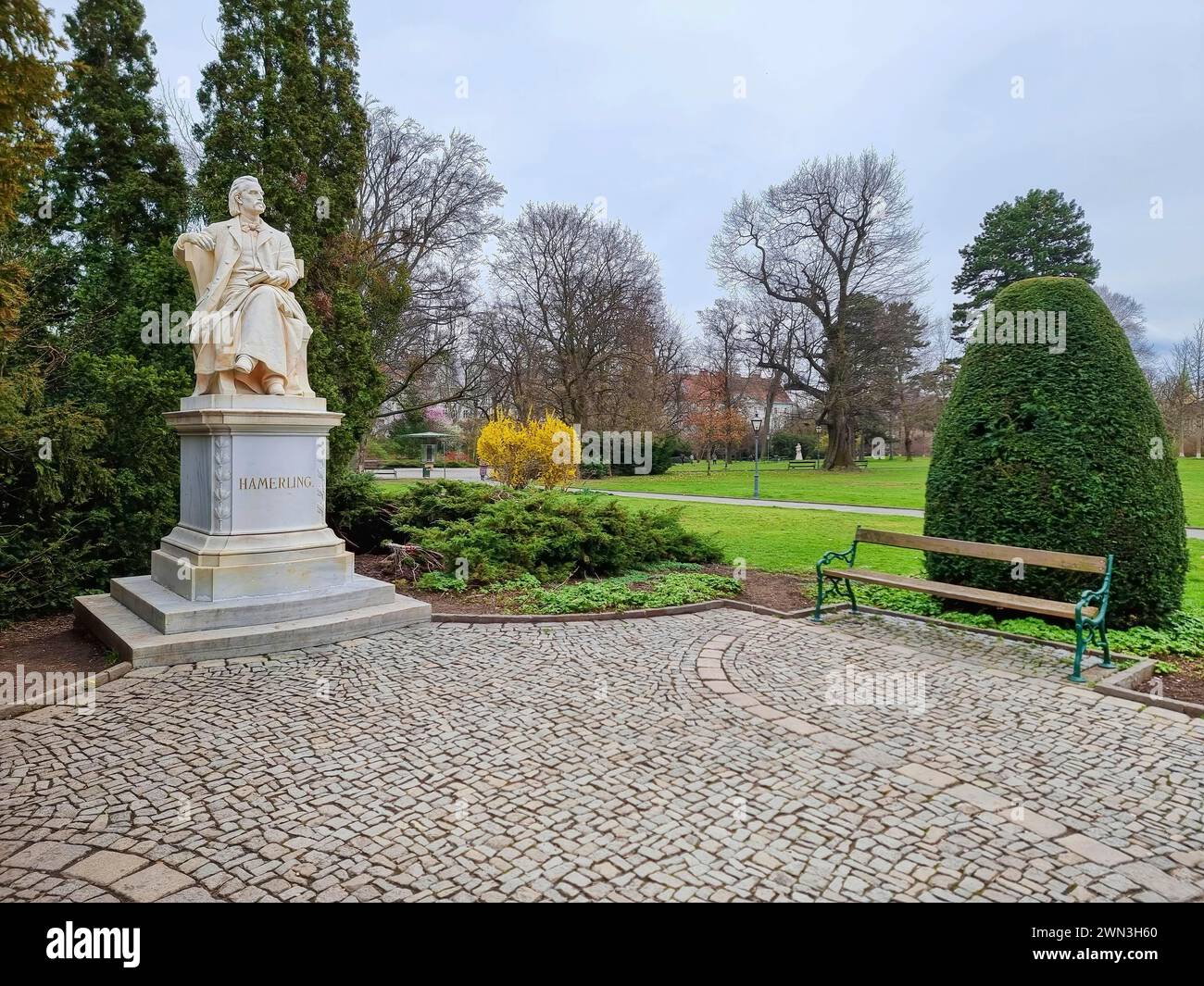 Marble statue of the austrian poet and writer Robert Hamerling sitting ...