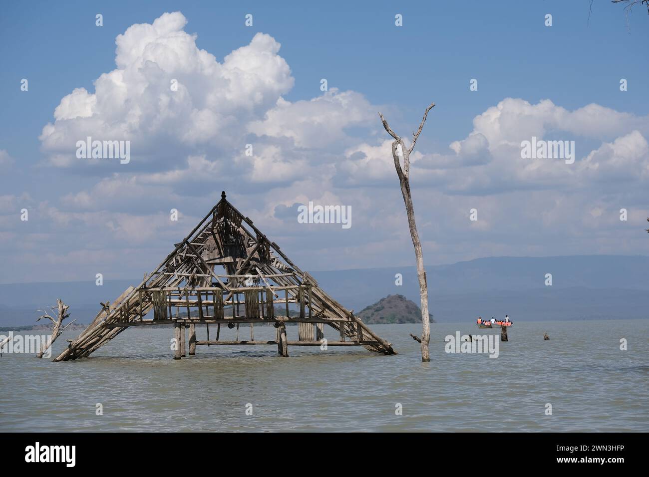 Wooden structure of a house that was supposed to be build but is now ...