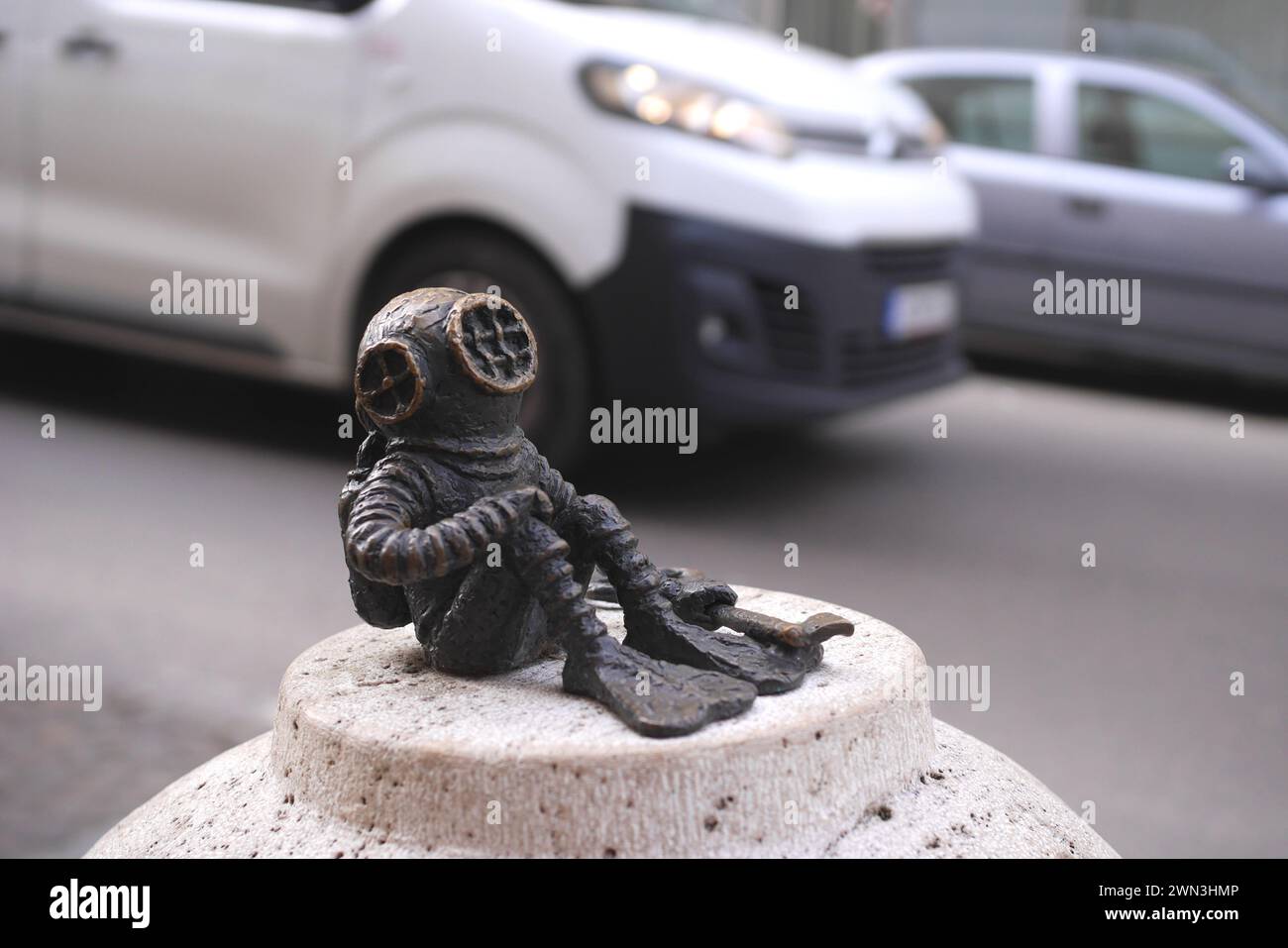 Diver, a bronze mini statue by Hungarian Ukrainian sculptor Mihaly ...