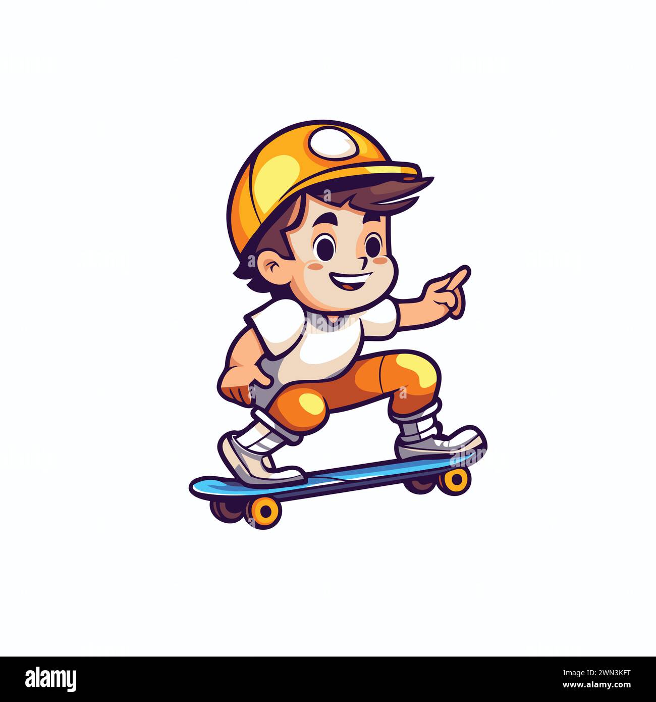 Cartoon boy riding skateboard isolated on white background. Vector ...