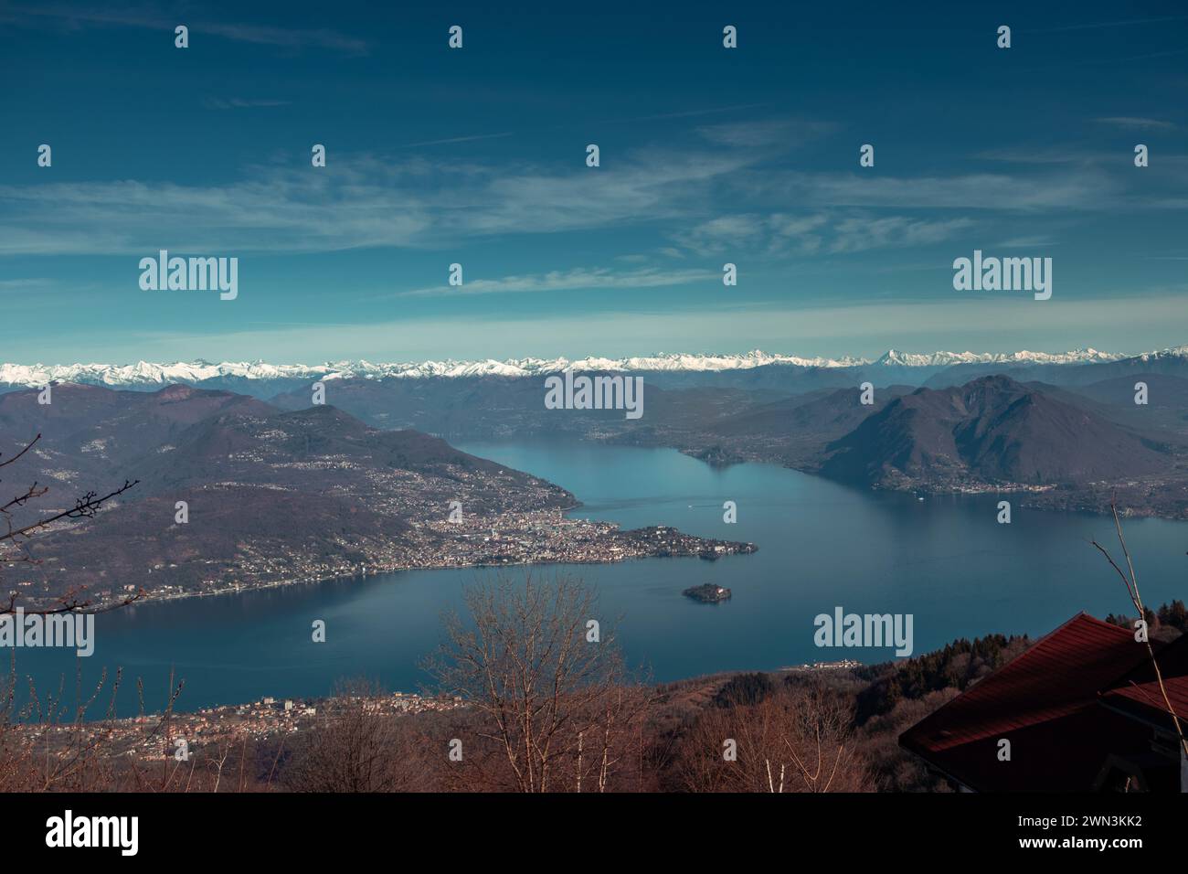 Charming view from Mottarone mountain (Stresa side) on a winter morning ...