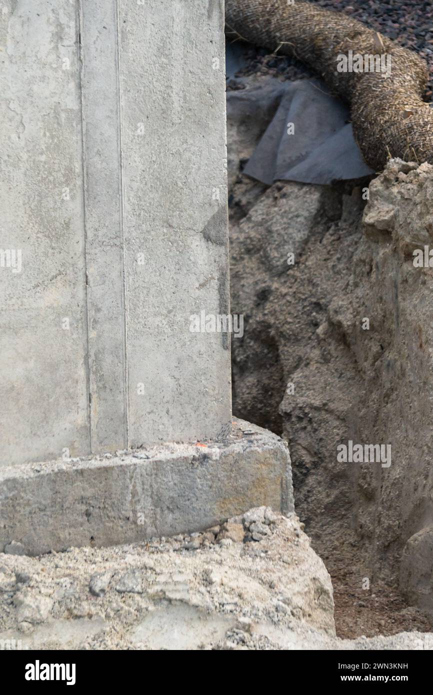 Suburban Single-Family House Construction: Foundation Stage Progress ...