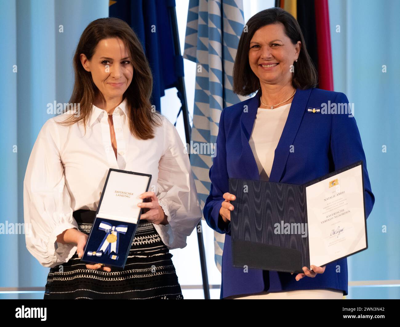 29 February 2024, Bavaria, Munich: Ilse Aigner (r, CSU), President of ...