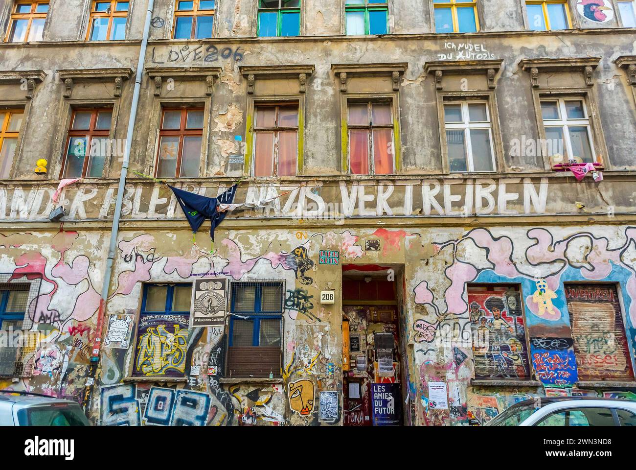 Berlin, Germany, German Occupied Squat Apartment Building Façade Front ...