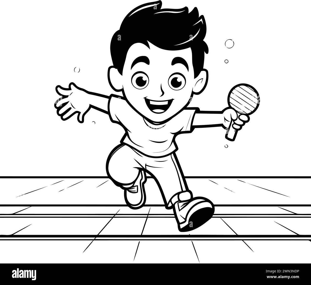 Kid playing table tennis Black and White Stock Photos & Images - Alamy