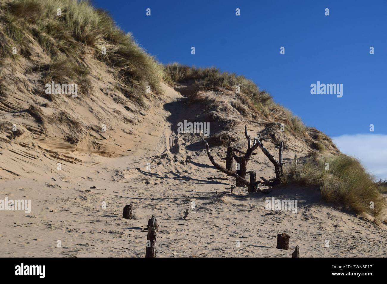 The sand dunes and beach along the Merseyside coast facing onto ...