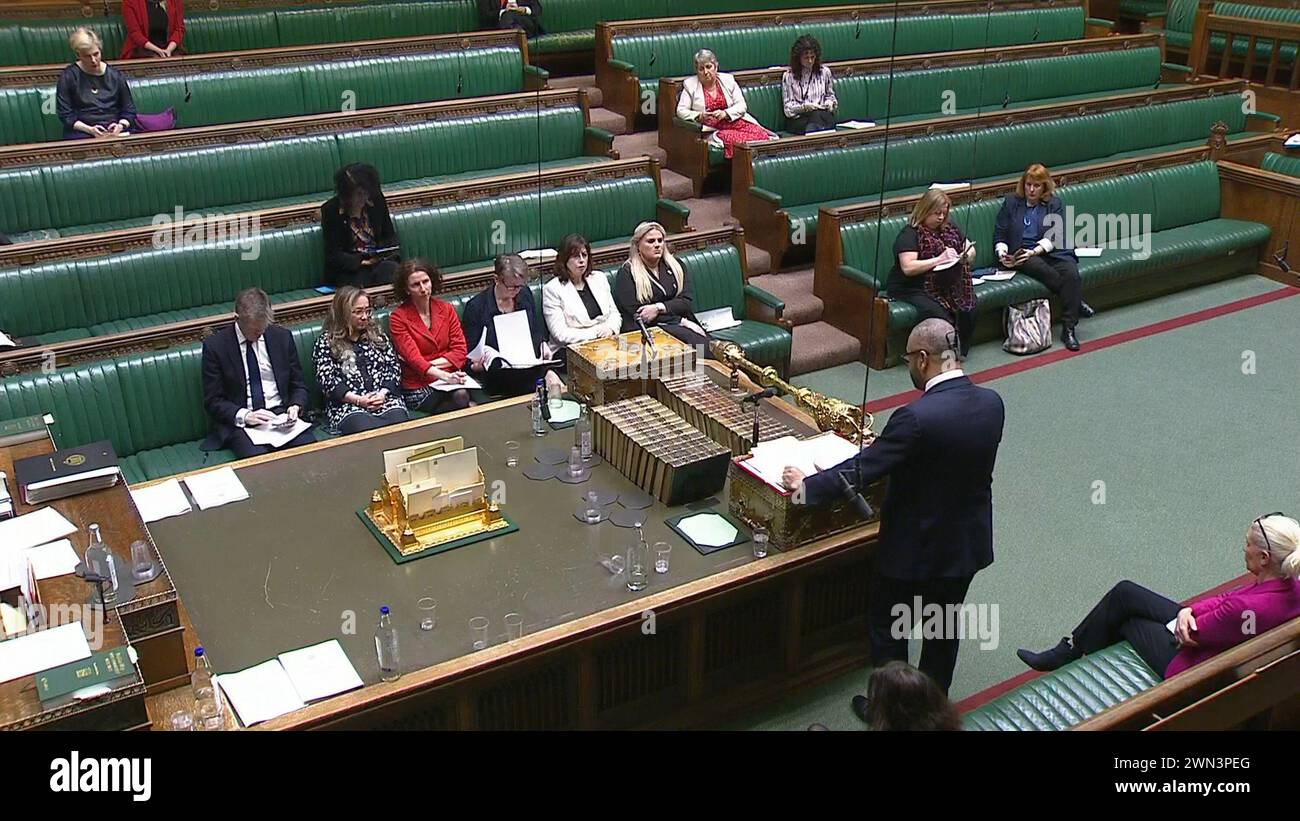 Home Secretary James Cleverly makes a statement to MPs in the House of ...