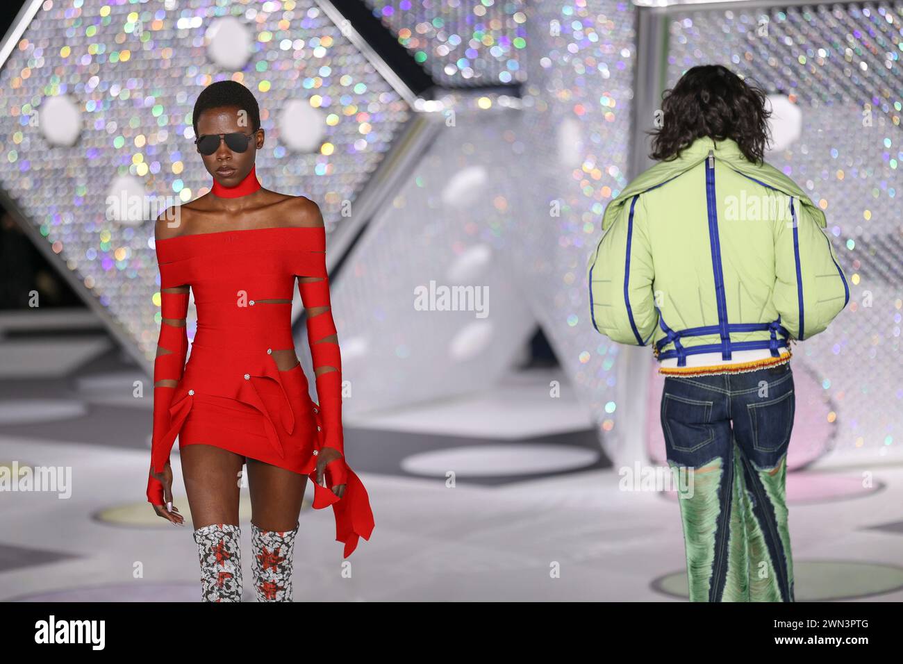 Models wear creations as part of the Off-White Fall/Winter 2024-2025 ready-to-wear collection ...