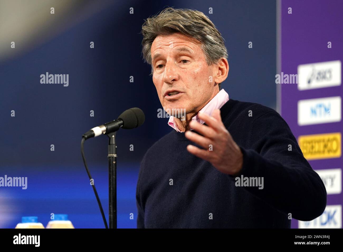 President of World Athletics Sebastian Coe during a press conference ...