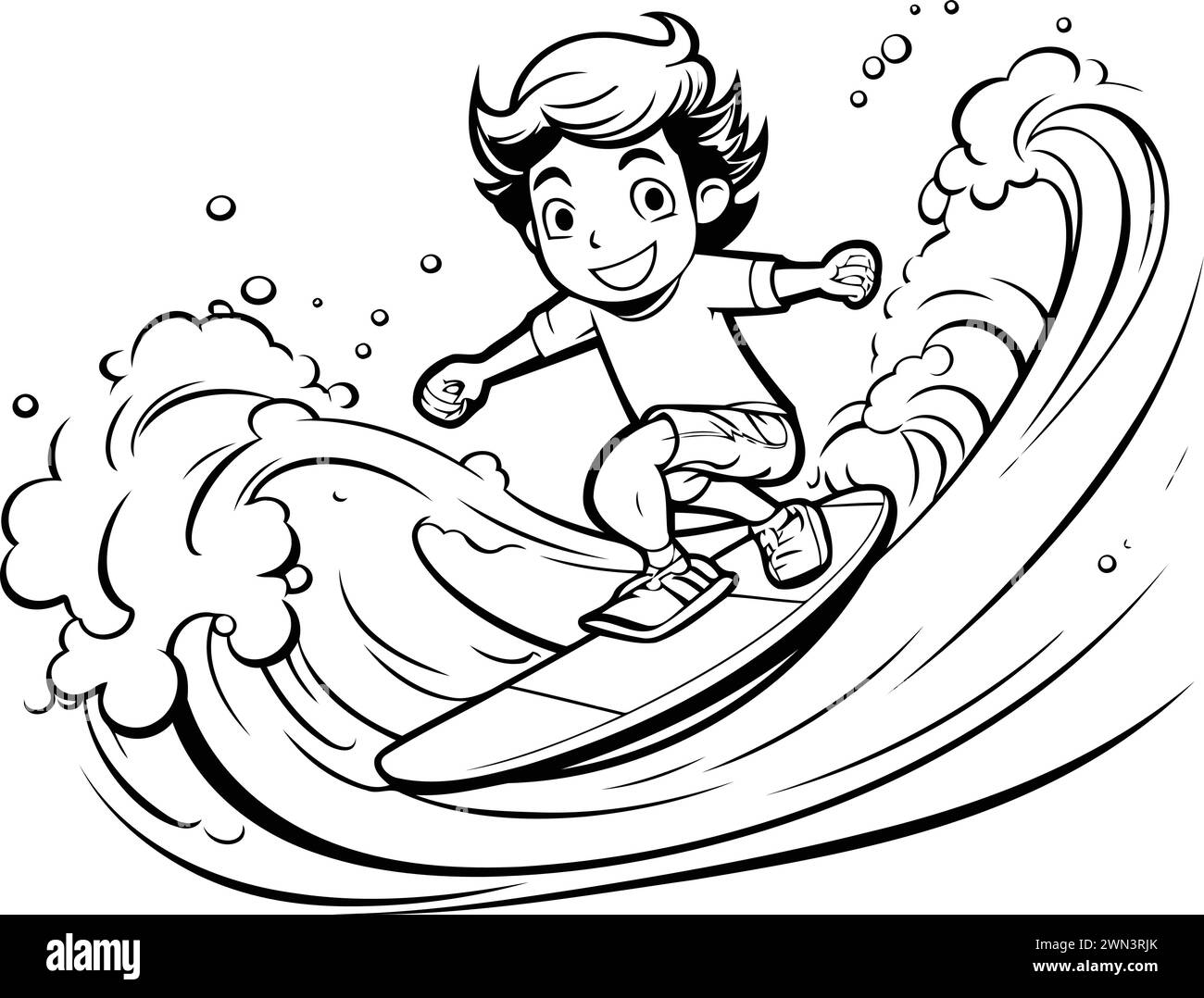 Child surfing Stock Vector Images - Alamy