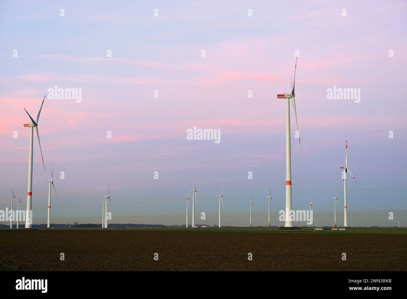 Wind turbines, park of wind turbines, windpark, windmills, wind power ...