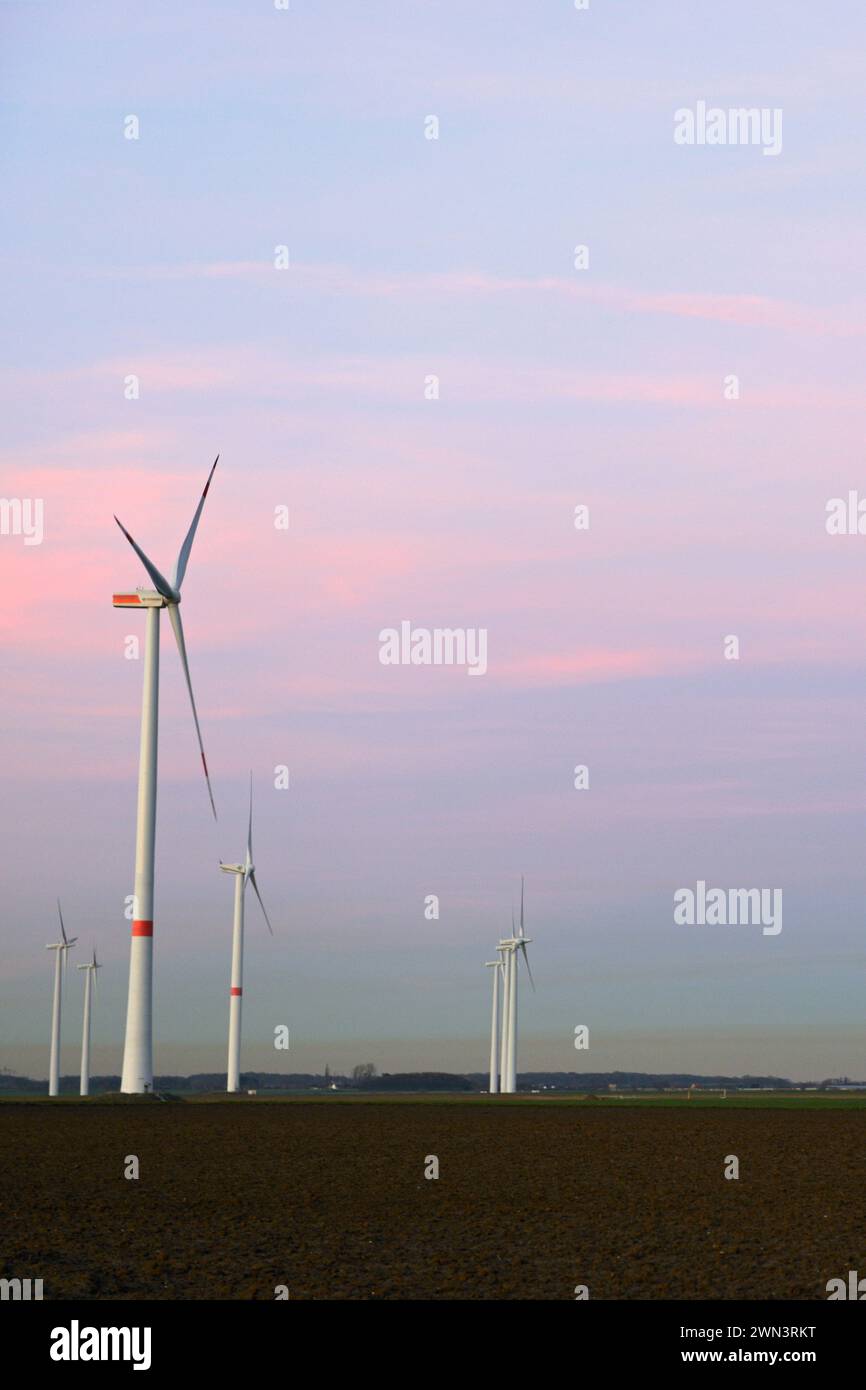 Wind turbines, park of wind turbines, windpark, windmills, wind power ...