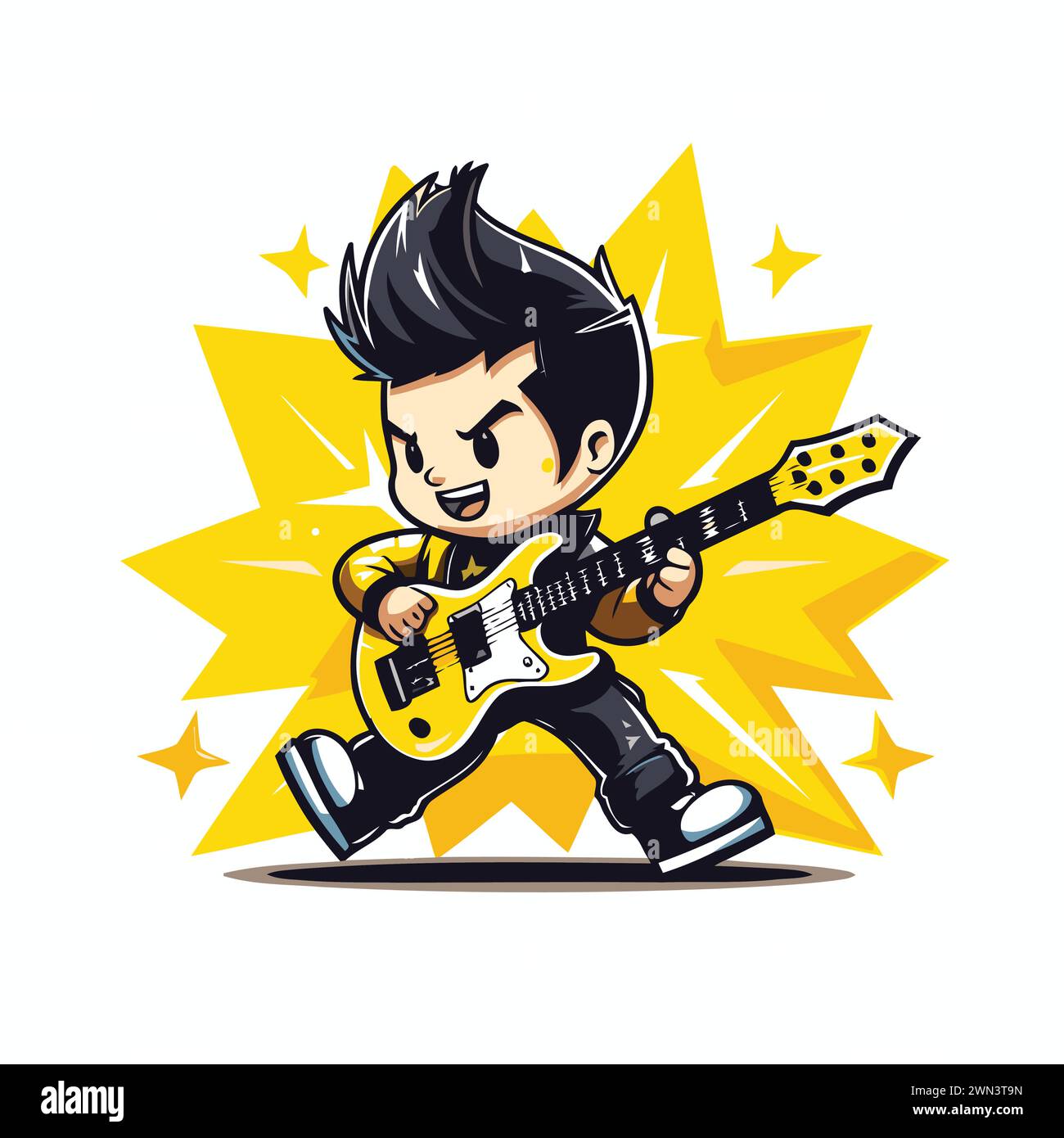 Cartoon man playing electric guitar hi-res stock photography and images ...