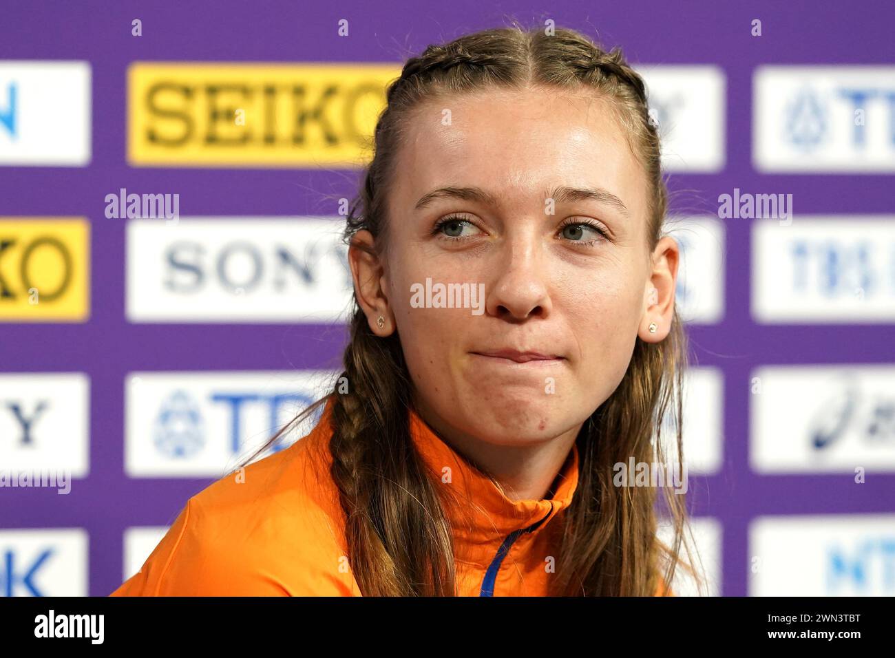 Netherlands' Femke Bol during a press conference ahead of the World ...