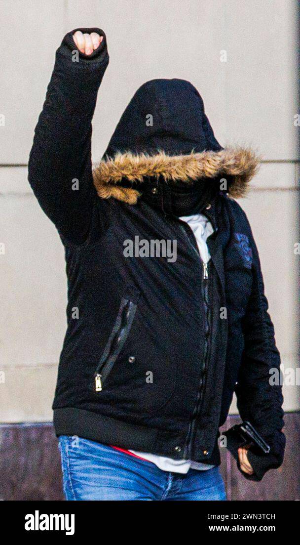 James Smyth celebrating as he leaves Belfast Crown Court after he was ...
