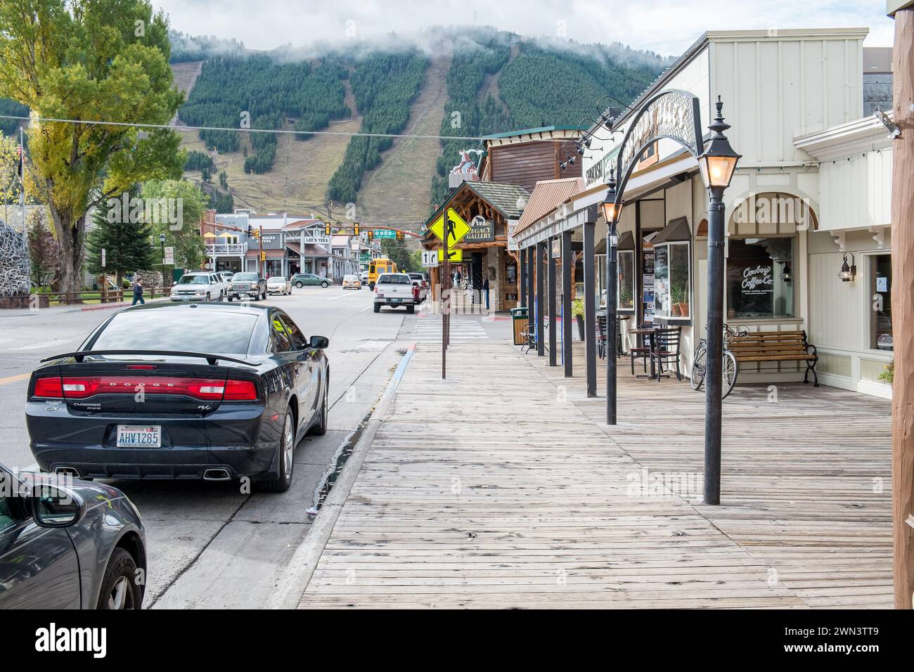 Town Square in Jackson, Wyoming. Jackson is a gateway for downhill ...