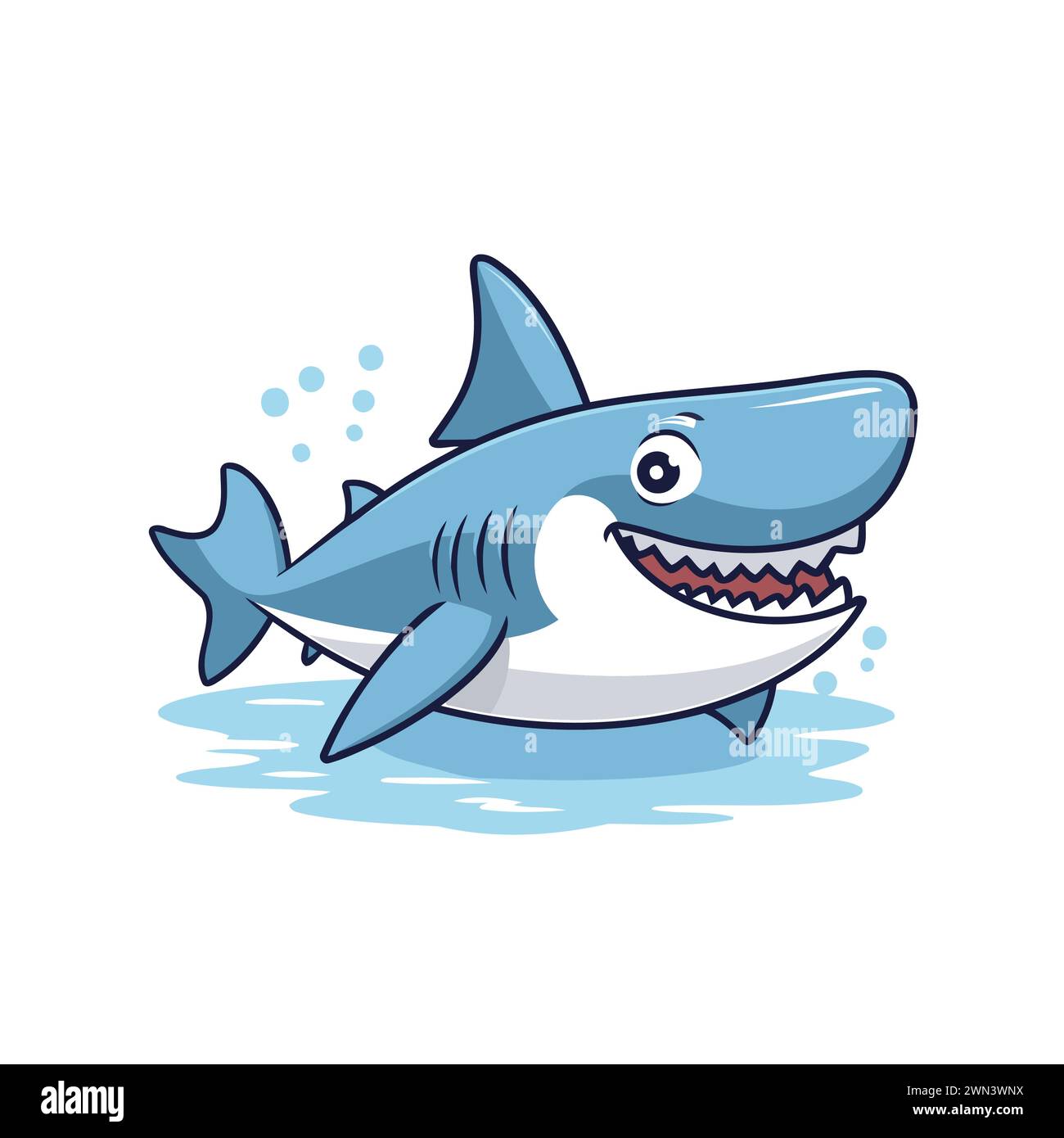 Shark cartoon vector illustration on white background. Cute shark Stock ...