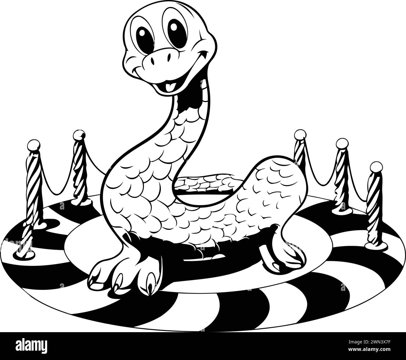 Illustration of a snake on a circus float on a white background Stock ...
