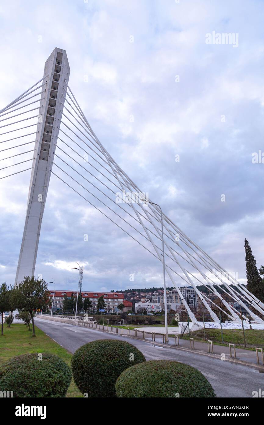 Podgorica, Montenegro - 12 FEB 2024: The Millennium Bridge is a cable ...