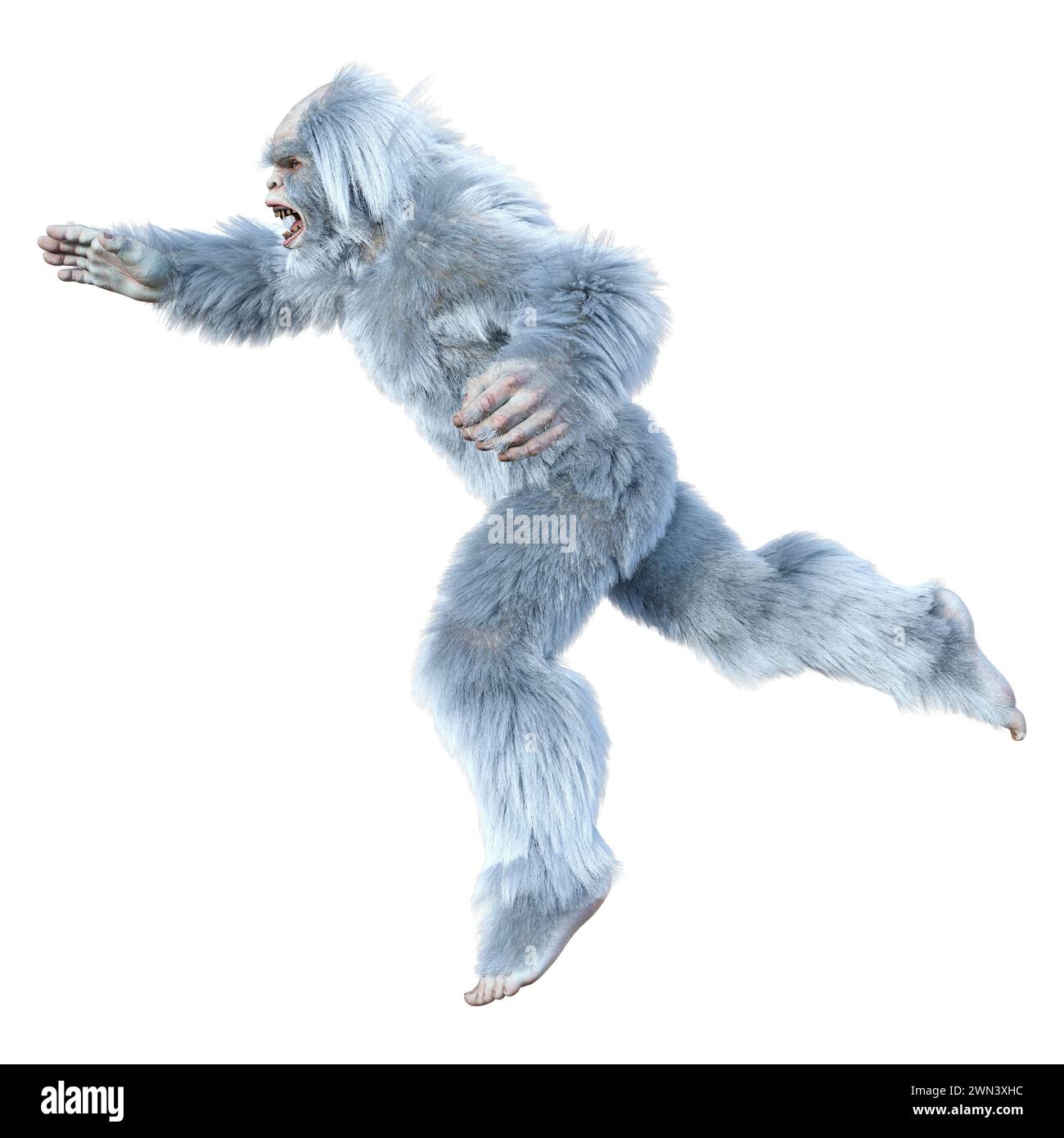 3D rendering of a fantasy creature yeti isolated on white background ...