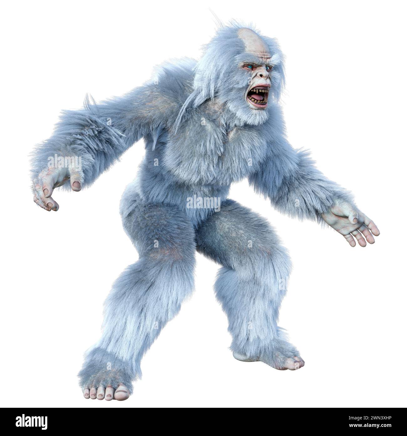 3D rendering of a fantasy creature yeti isolated on white background ...