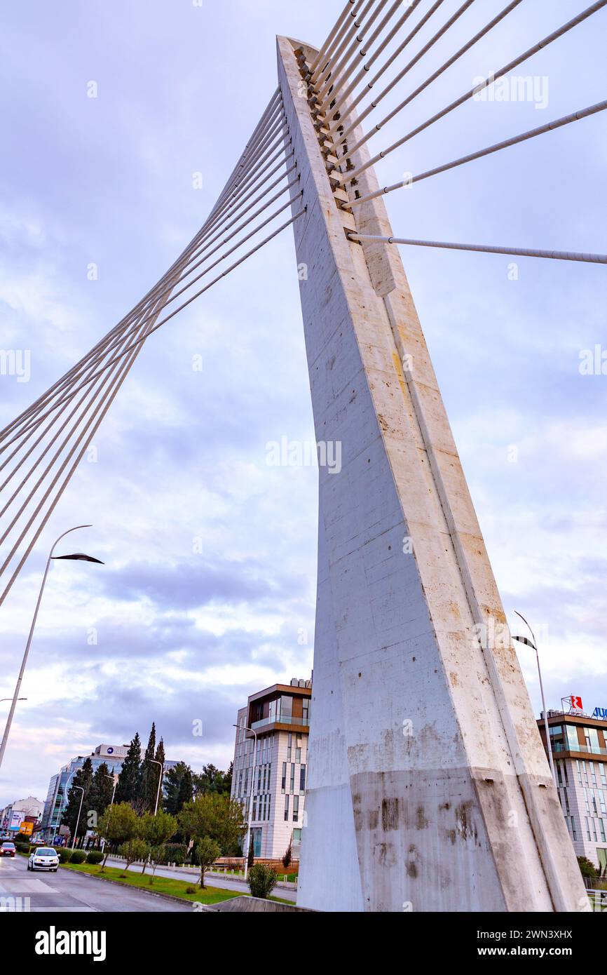 Podgorica, Montenegro - 12 FEB 2024: The Millennium Bridge is a cable ...