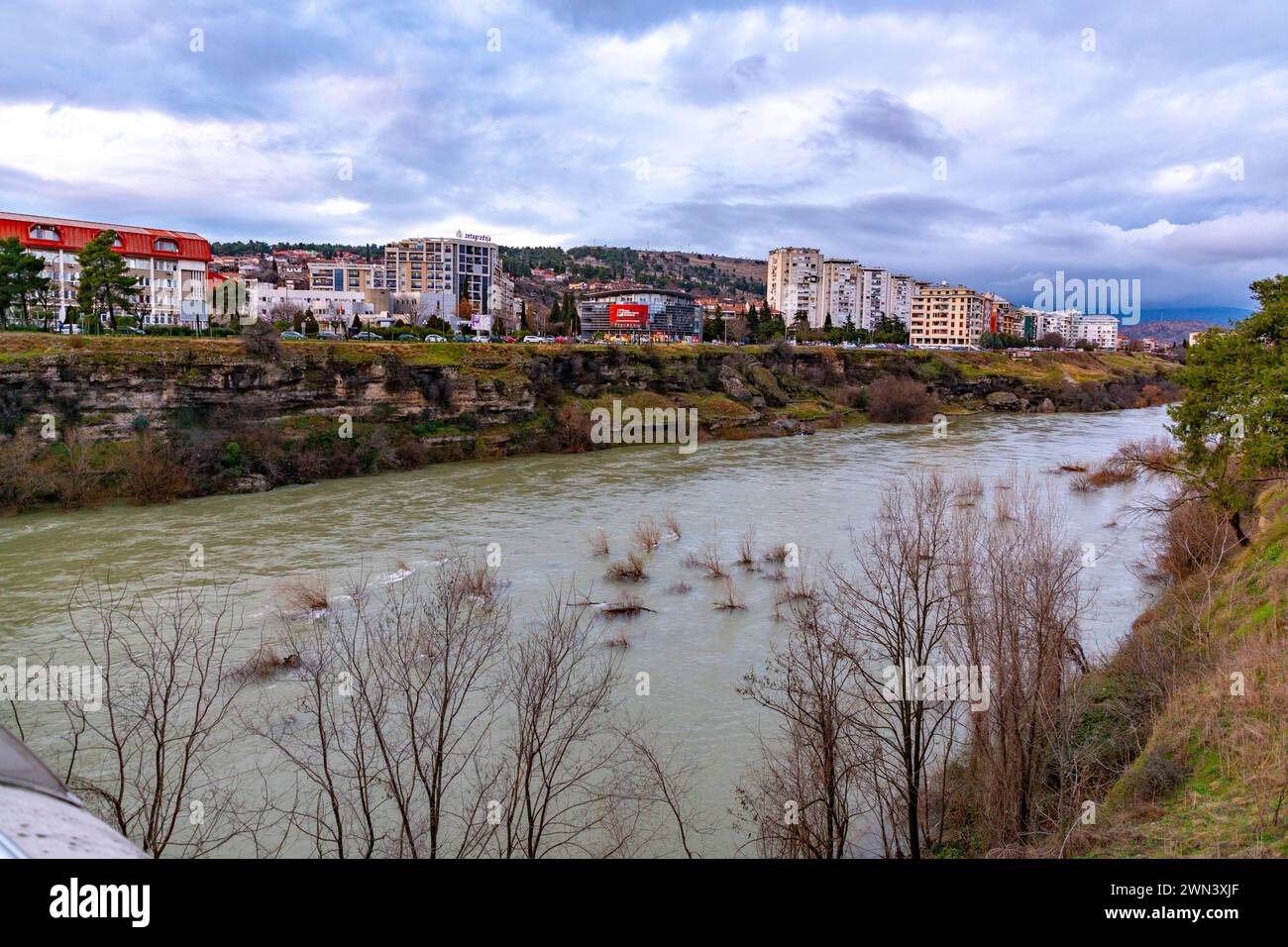 Podgorica, Montenegro - 12 FEB 2024: The Moraca is a major river in ...