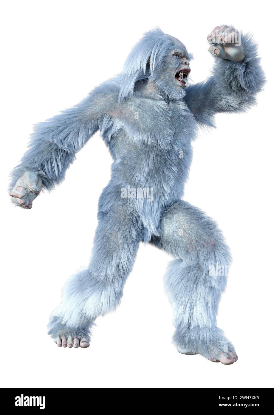 3D rendering of a fantasy creature yeti isolated on white background ...