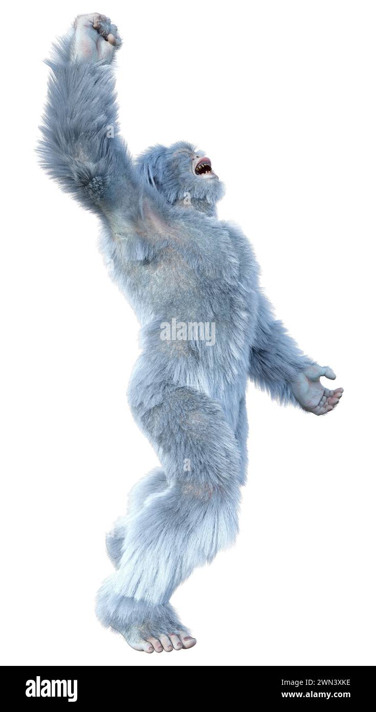 3D rendering of a fantasy creature yeti isolated on white background ...