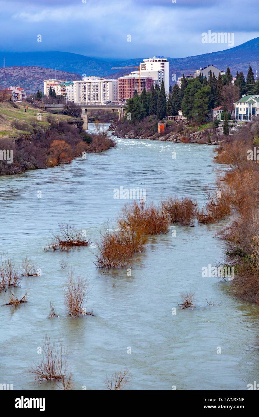 Podgorica, Montenegro - 12 FEB 2024: The Moraca is a major river in ...