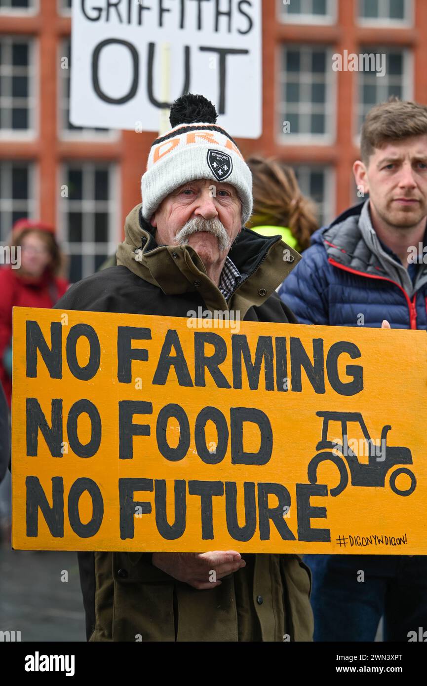 29th February 2024, Cardiff, Wales. Farmers take part in a protest in ...