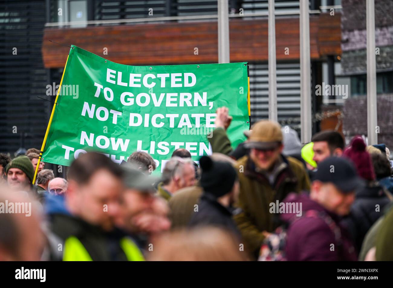 29th February 2024, Cardiff, Wales. Farmers take part in a protest in ...