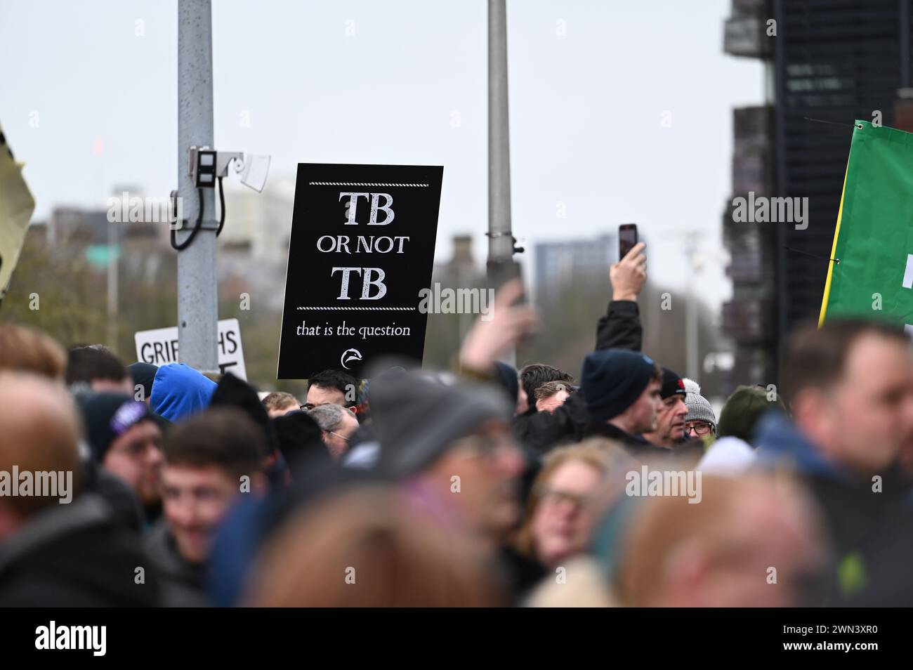 29th February 2024, Cardiff, Wales. Farmers take part in a protest in ...