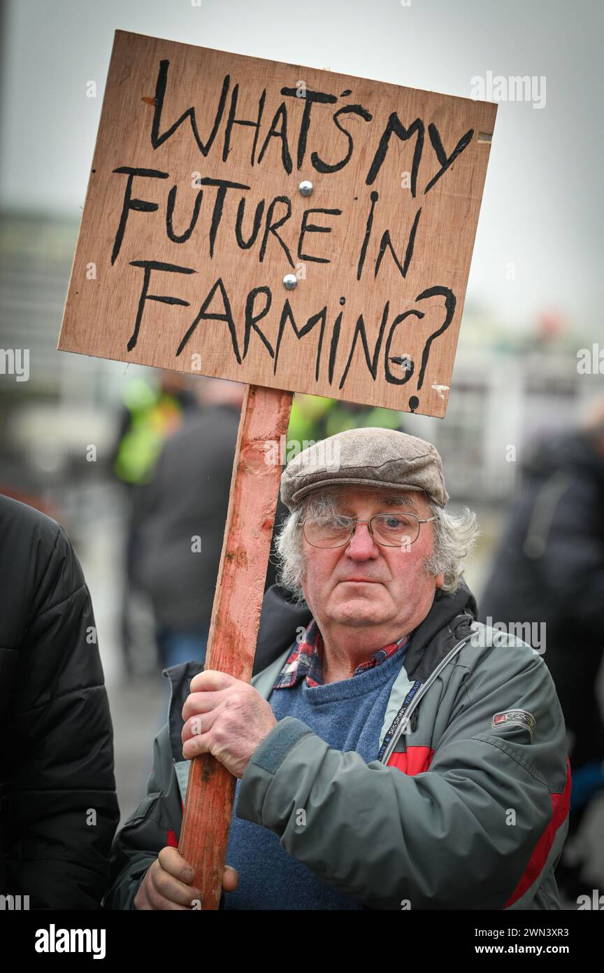 29th February 2024, Cardiff, Wales. Farmers take part in a protest in ...