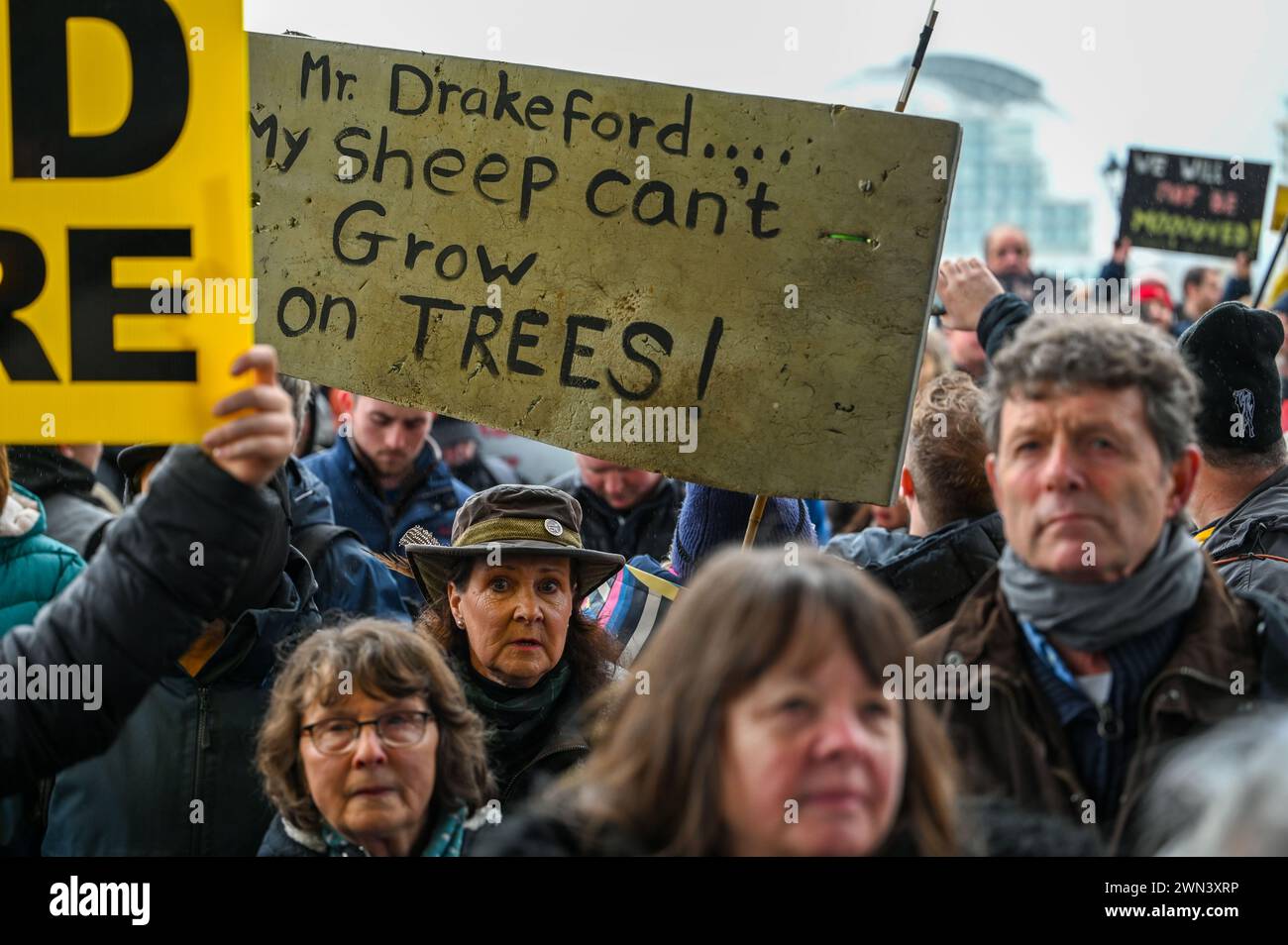 29th February 2024, Cardiff, Wales. Farmers take part in a protest in ...