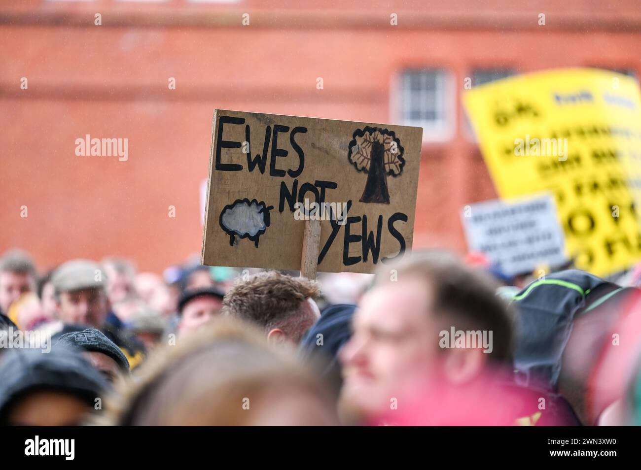 29th February 2024, Cardiff, Wales. Farmers take part in a protest in ...