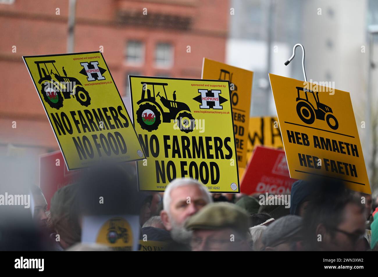 29th February 2024, Cardiff, Wales. Farmers take part in a protest in ...