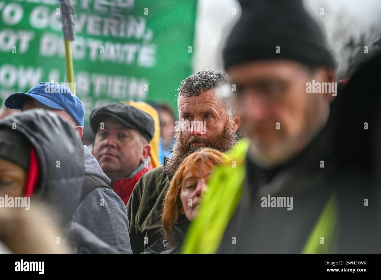 29th February 2024, Cardiff, Wales. Farmers take part in a protest in ...