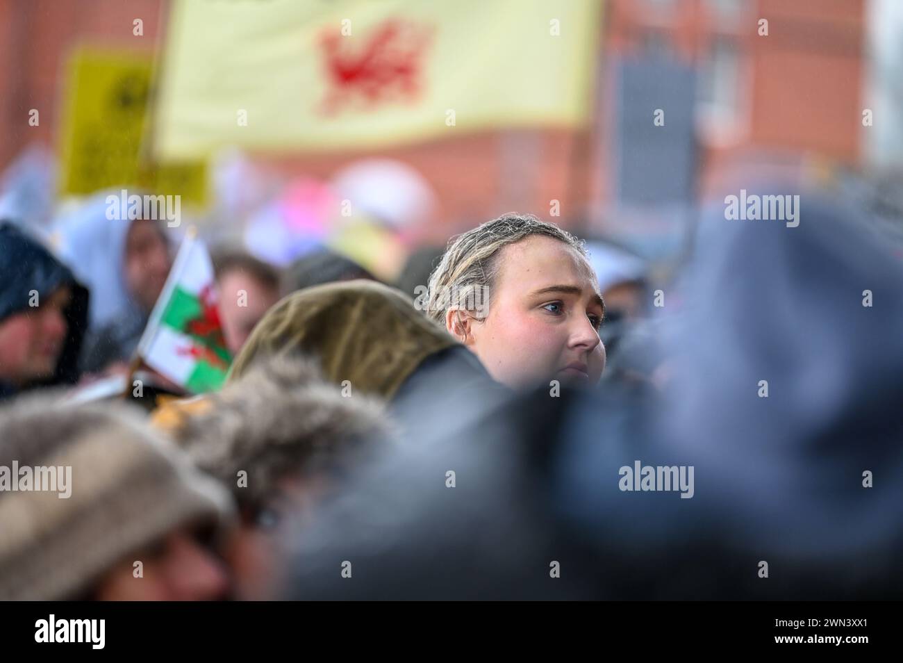 29th February 2024, Cardiff, Wales. Farmers take part in a protest in ...