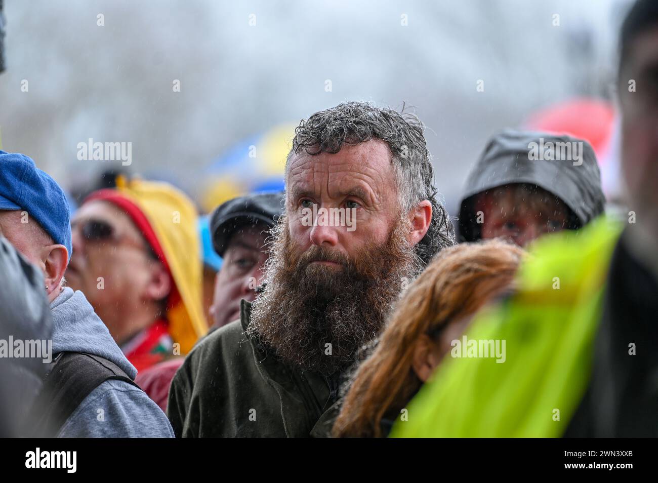 29th February 2024, Cardiff, Wales. Farmers take part in a protest in ...