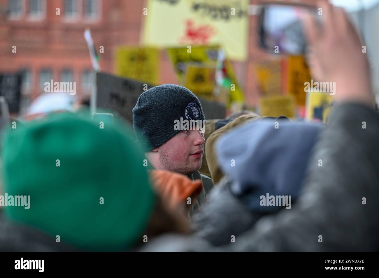 29th February 2024, Cardiff, Wales. Farmers take part in a protest in ...