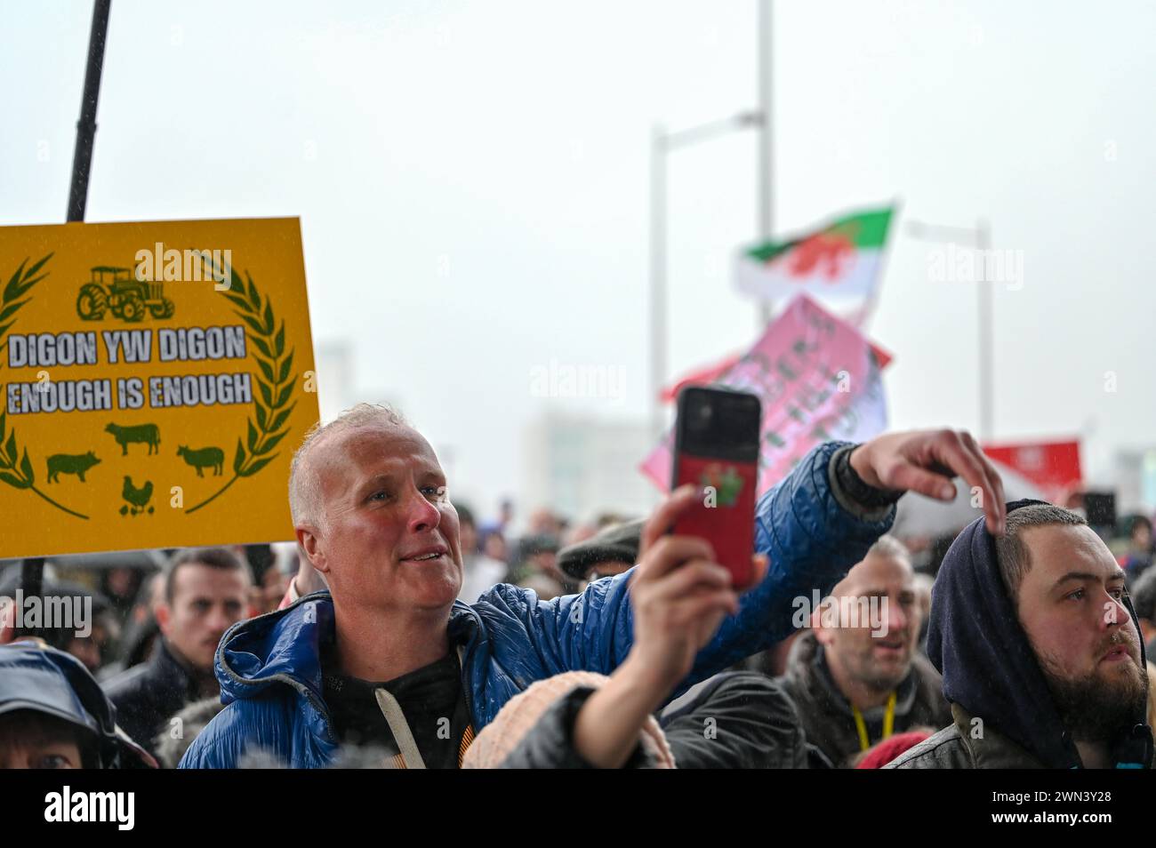 29th February 2024, Cardiff, Wales. Farmers take part in a protest in ...