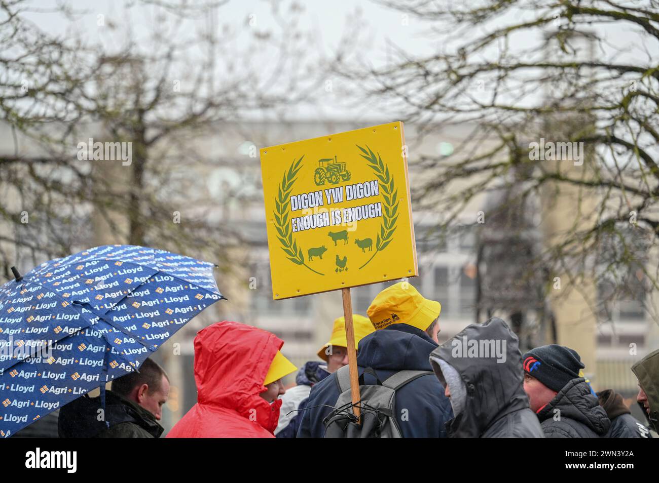 29th February 2024, Cardiff, Wales. Farmers take part in a protest in ...
