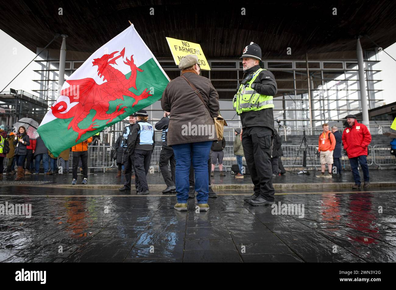 29th February 2024, Cardiff, Wales. Farmers take part in a protest in ...