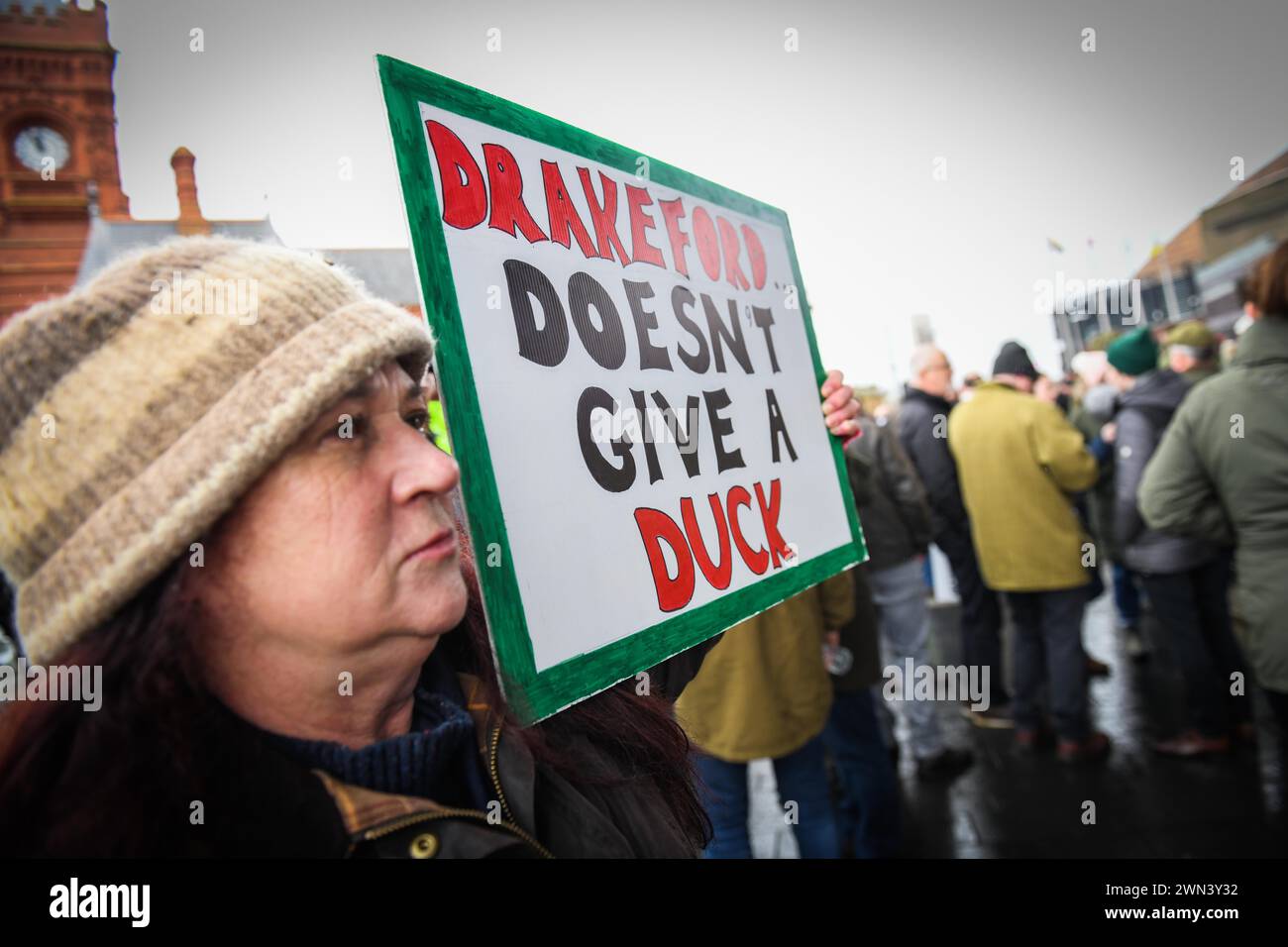 29th February 2024, Cardiff, Wales. Farmers take part in a protest in ...