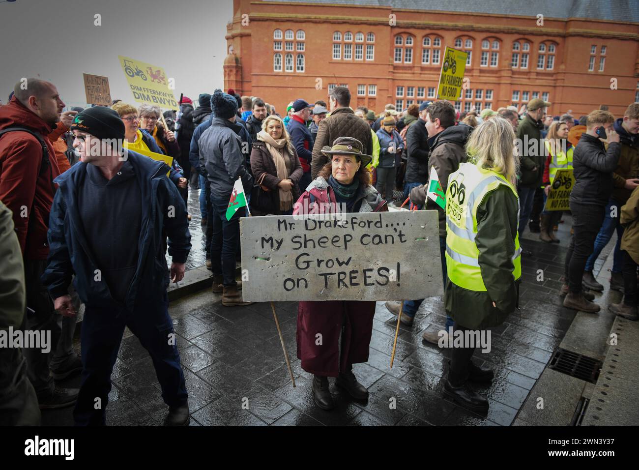 29th February 2024, Cardiff, Wales. Farmers take part in a protest in ...